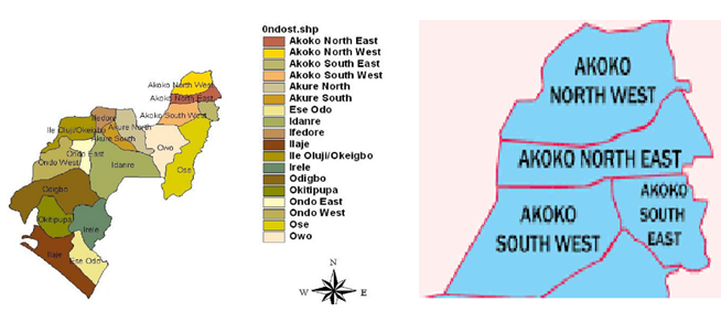 Figure-1. Map of Ondo State showing the location of Akoko Districts.