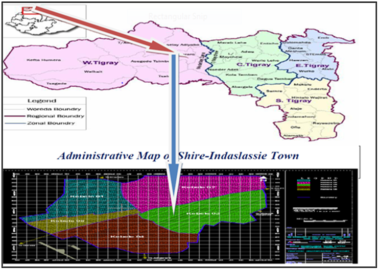Figure-1.1. Map of Shire Inda Silase town when it is seen in reference ...